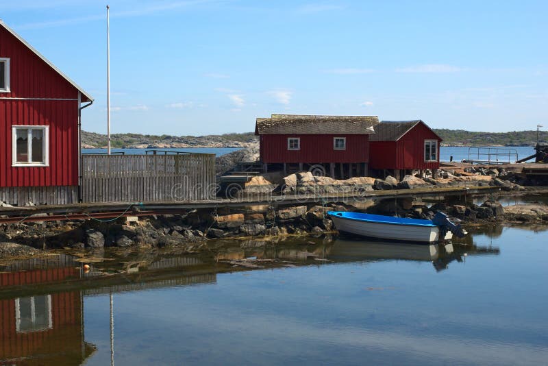 Jetty with Small Boat in Sweden Stock Photo - Image of coast ...