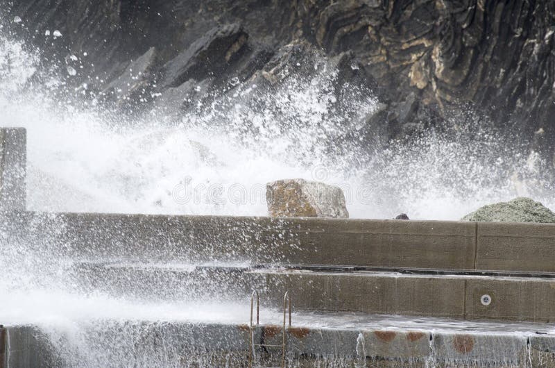 Jetty during a storm stock image. Image of mediterraneo - 38814811