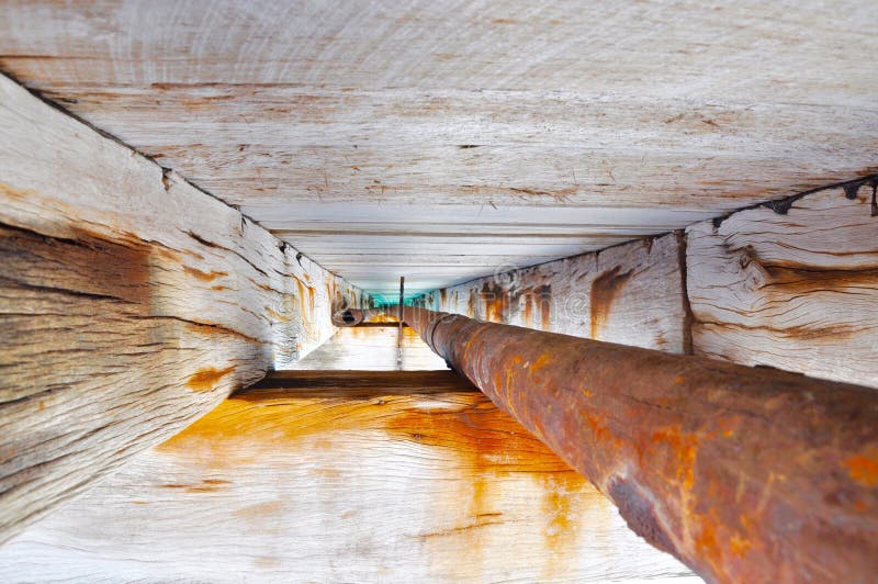Jetty Structure Details: Beam and Pipe Perspective Stock Photo - Image ...