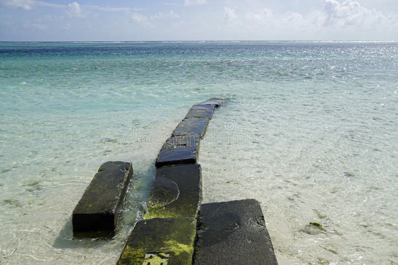 Jetty at Sunny Tropical Beach Paradise on the Maledives Stock Image ...