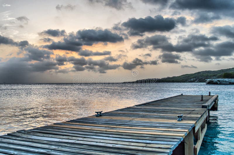 Jetty and Sunset stock photo. Image of romantic, morning - 44069810