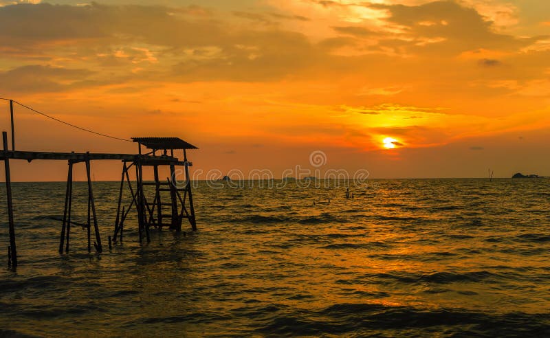 Jetty with sunset stock image. Image of malaysia, blue - 33276787
