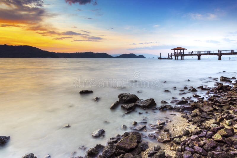 The View of the Jetty during Sunset Stock Photo - Image of ocean, jetty ...