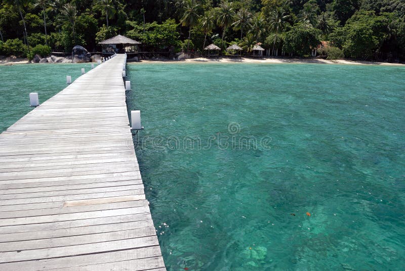 Jetty on Tioman Island, Malaysia Stock Image - Image of leading, resort ...