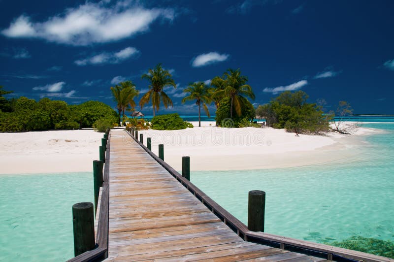 Jetty To an Untouched Island Stock Image - Image of maldives, shore ...