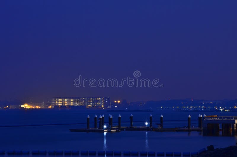 Jetty Wharf Reflection at Night Stock Image - Image of jetty, landscape ...