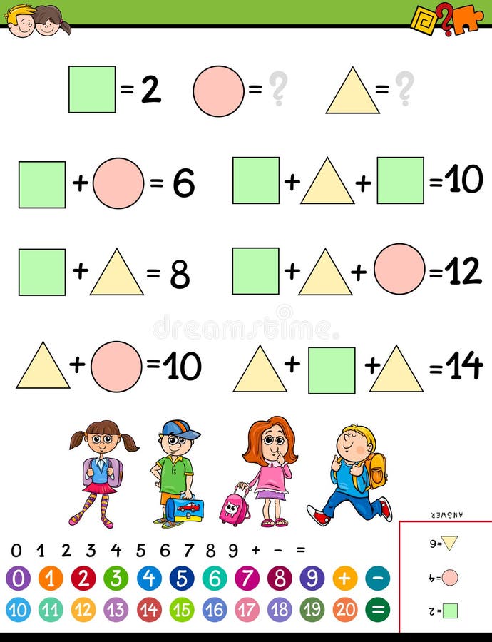 Jeu éducatif De Calcul De Maths Pour Des Enfants Illustration de ...