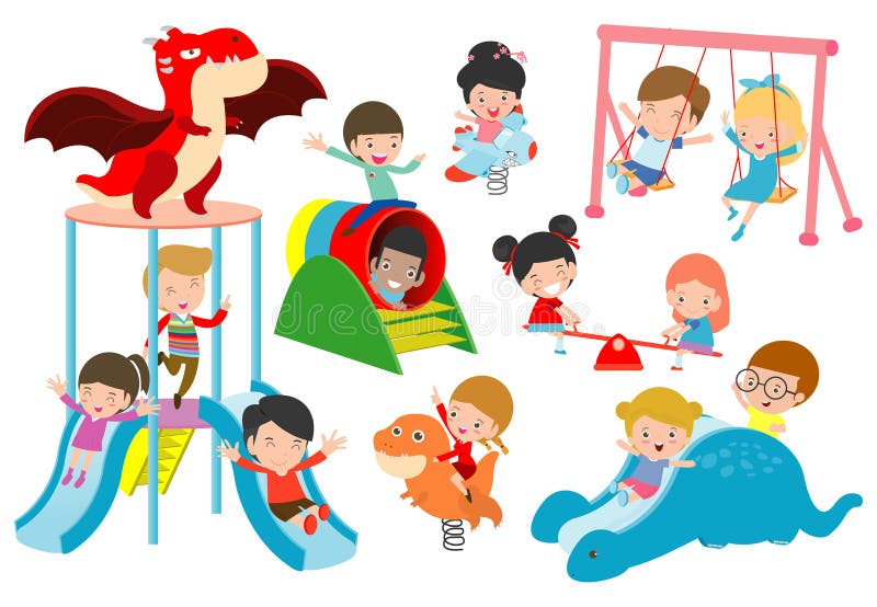 Jeu Denfants Extérieur Enfant Jouant Au Terrain De Jeu Enfants