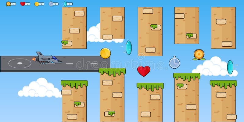 Jeu De Bit De L'interface 8, Platformer D'art De Pixel, Mobile Et ...