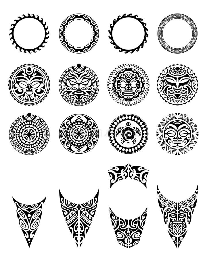 Jeu De Tatouage Sketch Style Maori Pour Jambe Ou épaule Avec Symboles