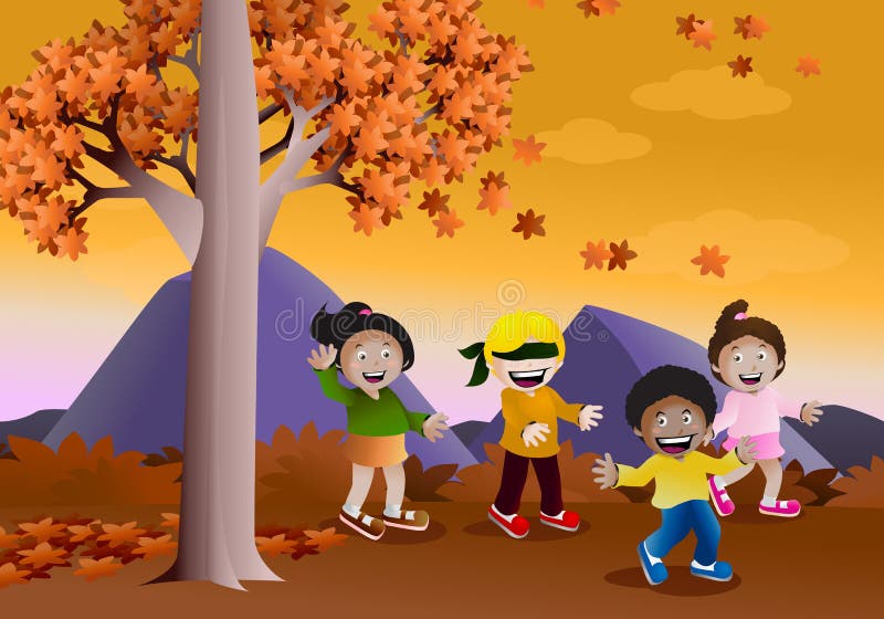 Enfants Jouant Le Cache-cache Illustration Stock - Illustration du ...