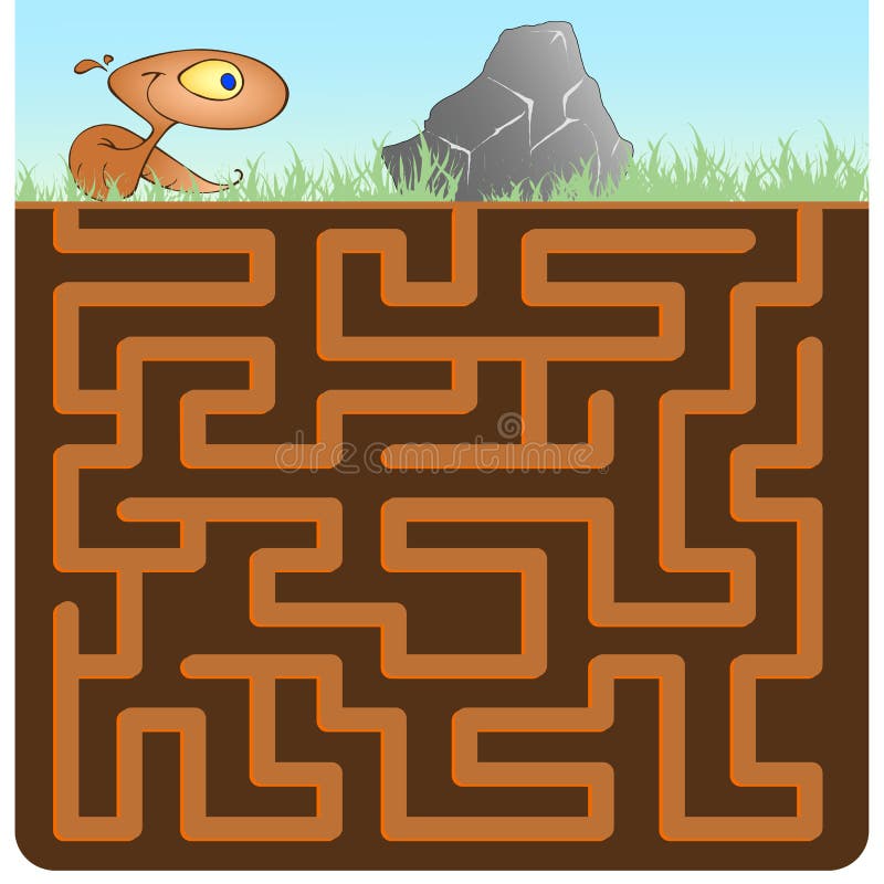 Jeu Pour Des Enfants Avec Le Ver De Terre Et La Pierre Illustration ... Jeu Pour Des Enfants Avec Le Ver De Terre Et La Pierre Illustration ...
