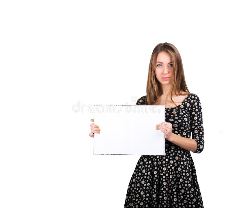 Jeune Dame Avec Le Cahier Vide Photo stock - Image du advertising ...