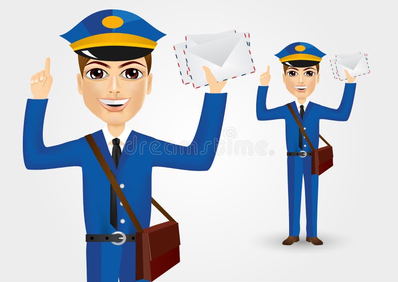 Jeune Homme Dans Le Chapeau Facteur Et Lettres Illustration de Vecteur ...