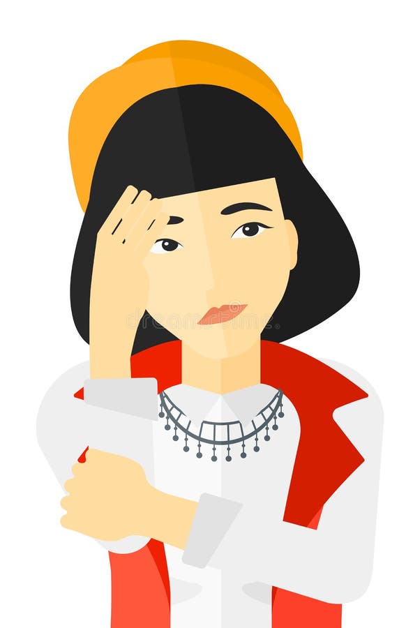 Jeune femme honteuse illustration de vecteur. Illustration du émotions ...