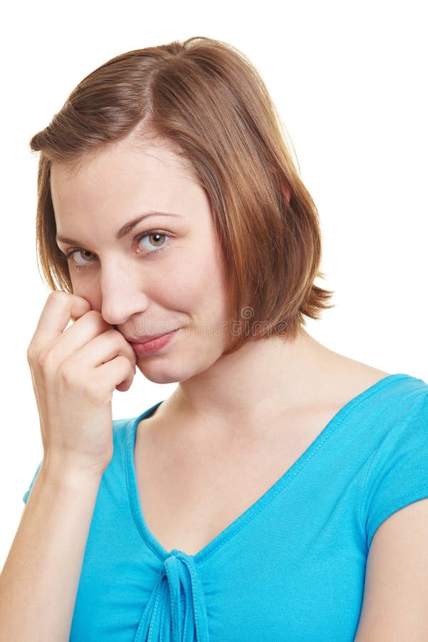 Jeune Femme Semblant Timide Photo stock - Image du timide, regard: 25145614