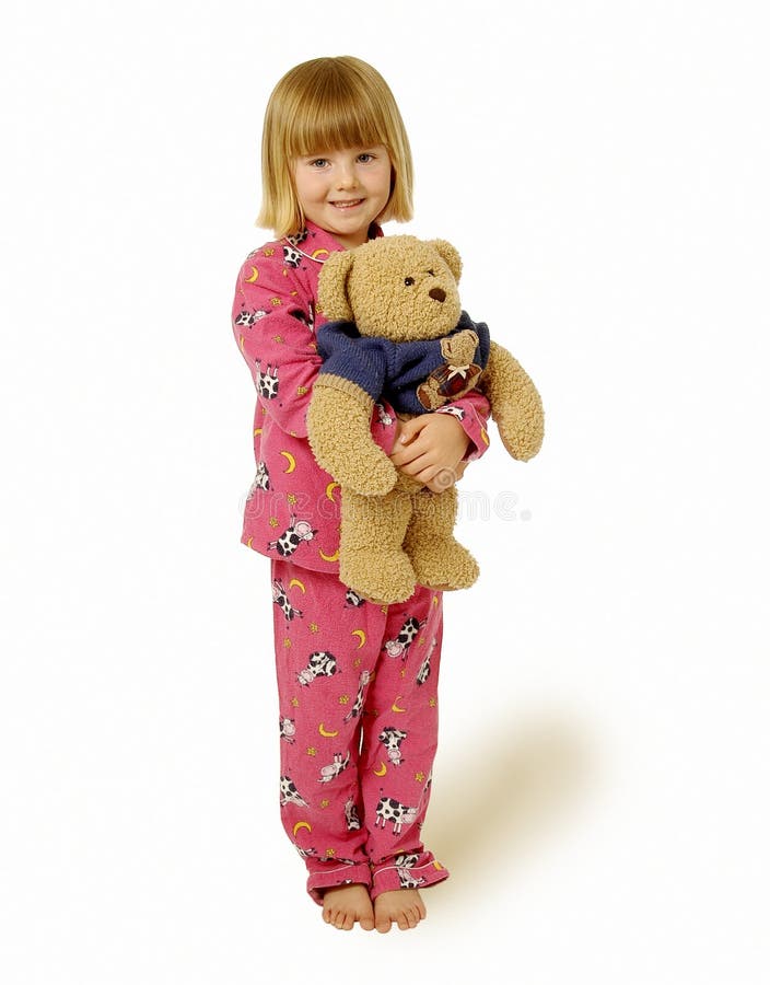 Jeune Fille Avec L'ours De Nounours Photo stock - Image du enfant, prêt ...