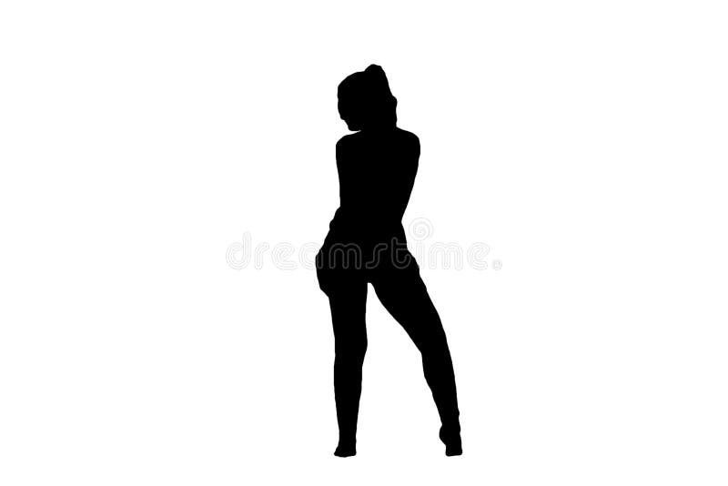 Jeune Fille De Strip Teaseuse Posant La Silhouette Par Derrière D