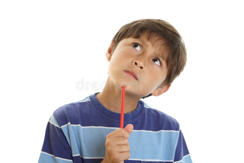 Jeune garçon pensif image stock. Image du garçon, visage - 71769019