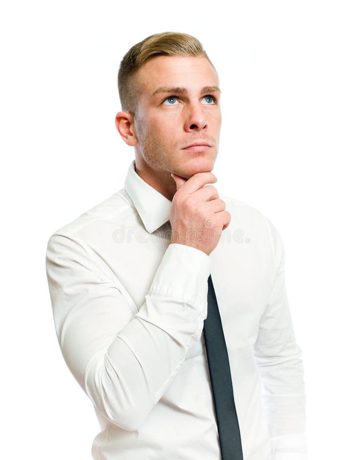Jeune Homme D'affaires Pensif. Image stock - Image du masculin, beau ...