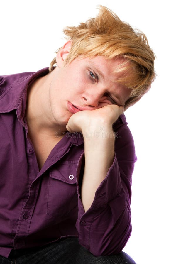 Jeune homme ennuyé image stock. Image du reste, headache - 16812953