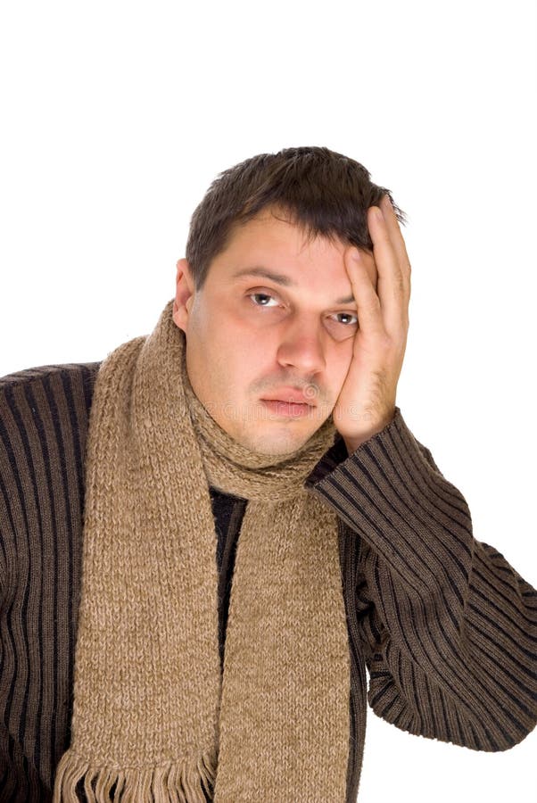 Jeune homme malade image stock. Image du froid, headache - 12424923