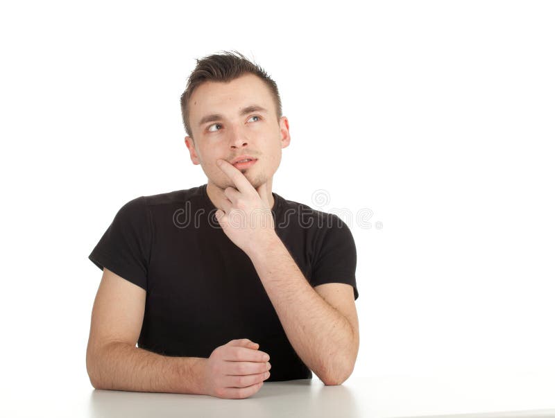 Jeune homme pensif photo stock. Image du adolescents - 20631238