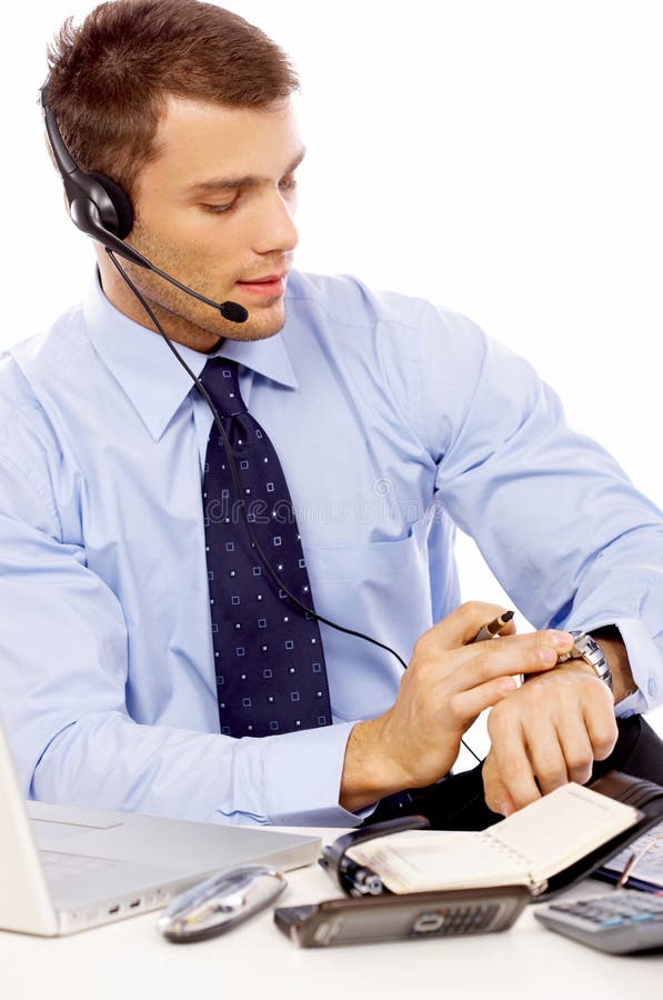 Jeune Service Client Masculin Beau De Ventes Photo stock - Image du ...