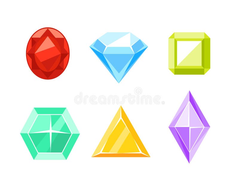 Jewel Gemstones Set. Gems and Diamonds of Different Shape Stock Vector ...