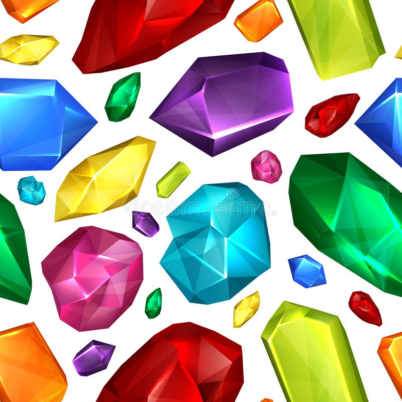 Jewel Pattern. Shiny Colored Gems Illustrations for Textile Design ...