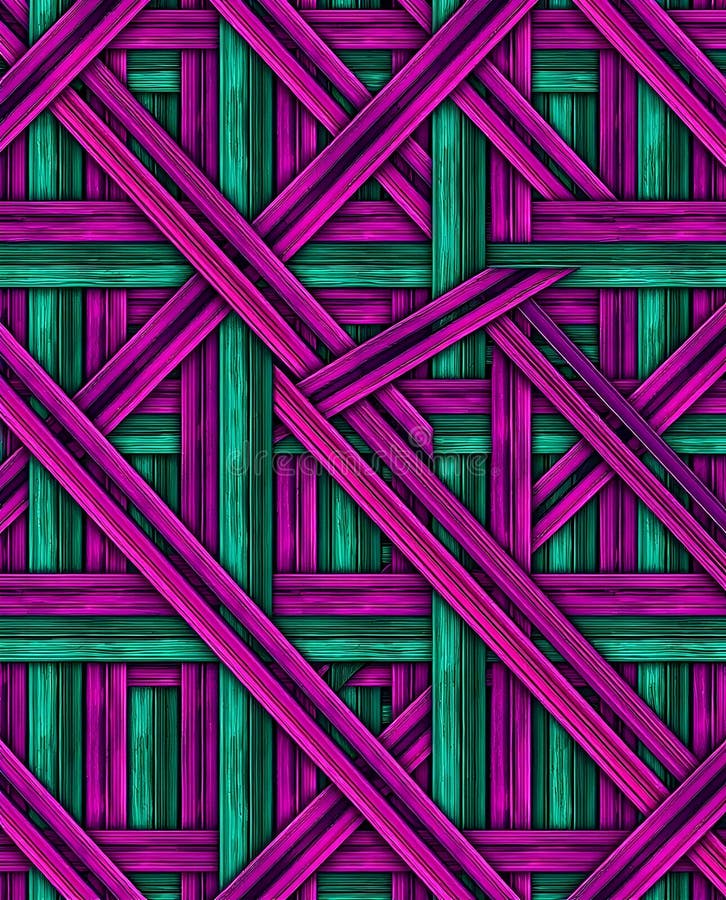 Jewel-toned Geometric Grid with Woven Texture Illusion, Seamless ...