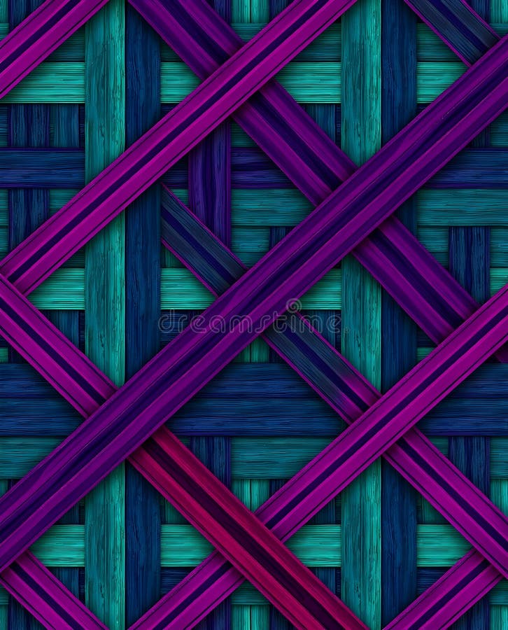 Jewel-toned Geometric Grid with Woven Texture Illusion, Seamless ...