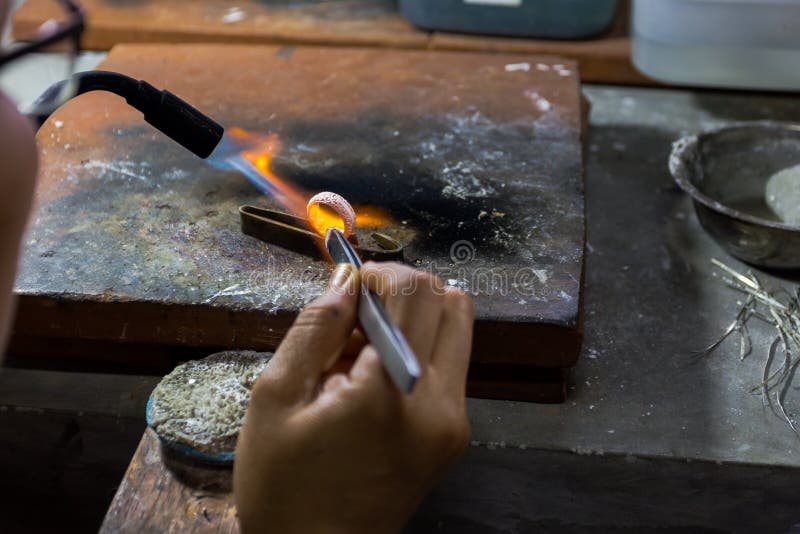 Jeweler`s Process of Making Silver Ring Stock Photo - Image of workers ...