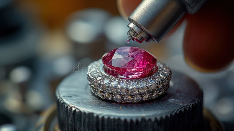Jeweler S Work Cutting a Gemstone Close-up Stock Illustration ...