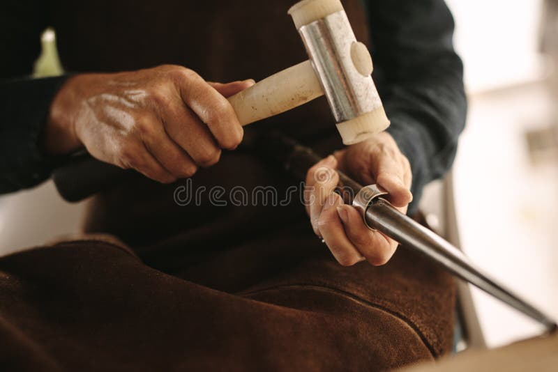 Jeweler Working with the Hammer on Silver Ring Stock Image - Image of ...