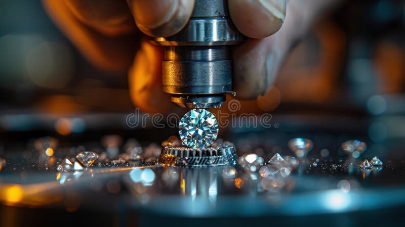 A Jeweler Works with a Stone Cutting Tool To Grind Diamonds. a Jeweler ...