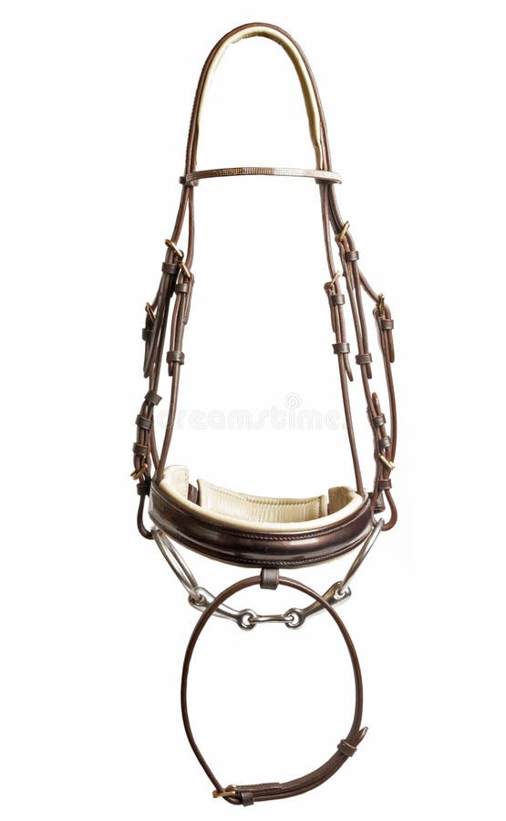 Jewelery Brown Bridle with Bit Isolated on White Stock Image - Image of ...