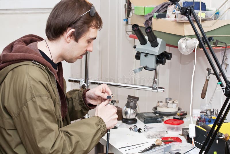 Clockmaker Repairing Wrist Watch Stock Photo - Image of focus ...
