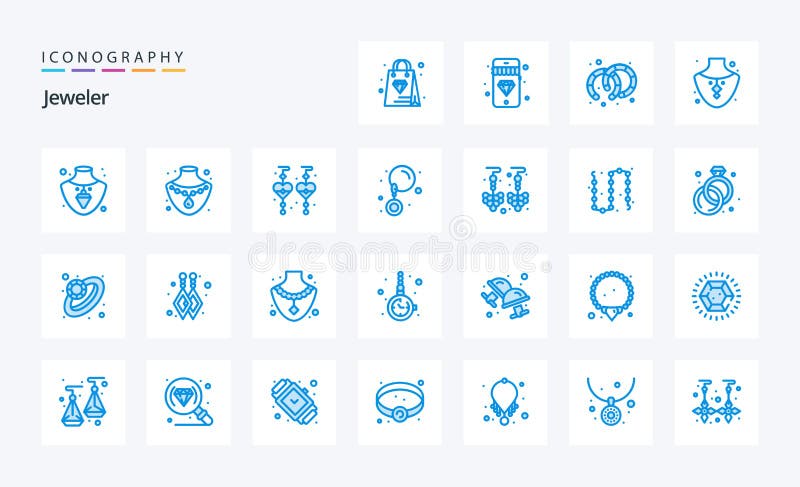 25 Jewellery Blue Icon Pack Stock Vector - Illustration of fashion ...