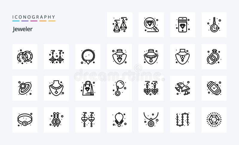 25 Jewellery Line Icon Pack Stock Vector - Illustration of gold ...