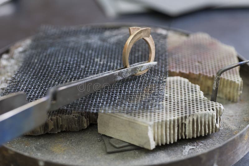 Jewellery Making Hand Crafting a Metal Ring Stock Image - Image of ...