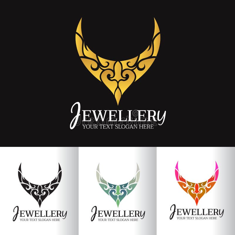 Gold Jewelry and Necklace Logo Vector Set Design Stock Vector ...