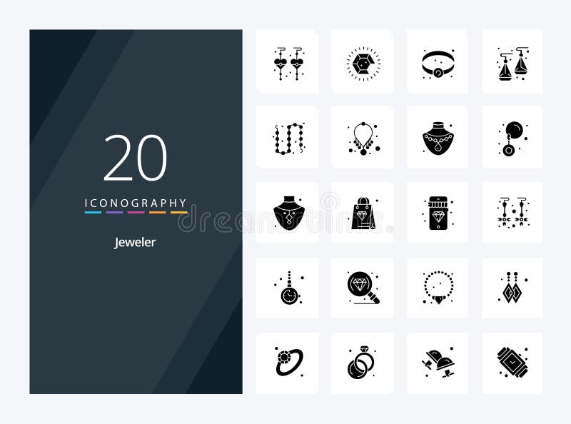 20 Jewellery Solid Glyph Icon for Presentation. Vector Icons ...