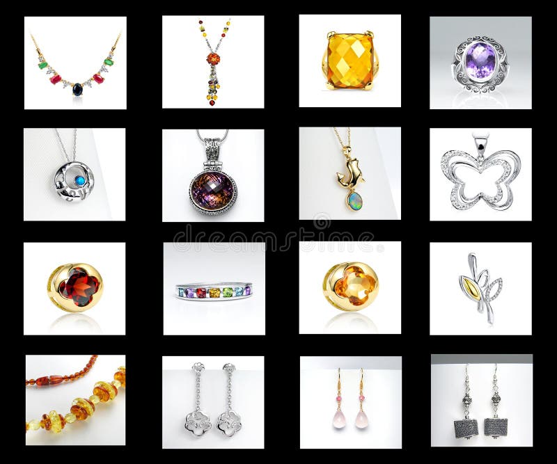 Jewelry collage stock photo. Image of catalog, brilliant - 20752328