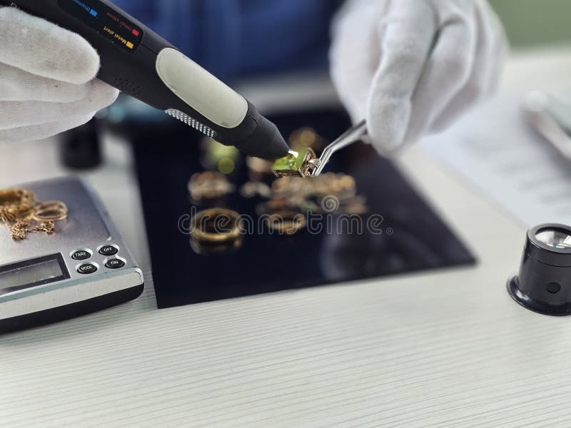 Jewelry Appraisal Process with Detailed Examination Tools and Precious ...