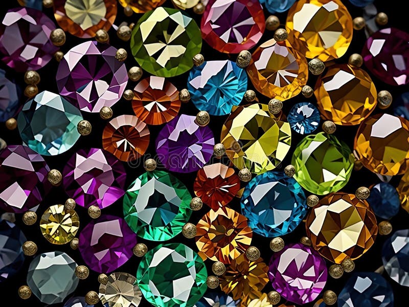 Jewelry Background. Diamonds and Precious Stones on Black Background ...