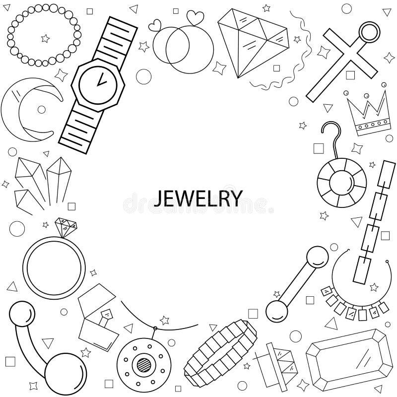 Jewelry Vector Banner. Word with Line Icon Stock Vector - Illustration ...