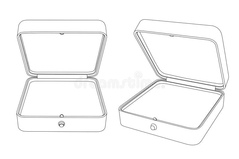 Gift Box Outline Color Flat Illustration Stock Vector - Illustration of ...