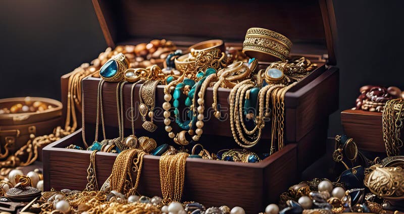 Jewelry Box with Lots of Jewelry Stock Illustration - Illustration of ...