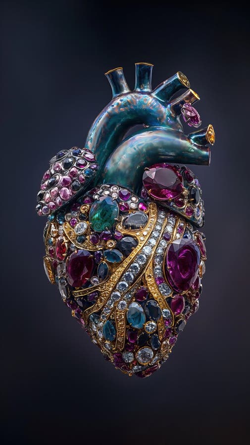 Jewelry Brooch with Precious Stones in the Shape of a Human Heart Stock ...